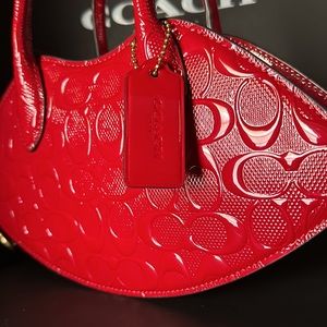 Coach | Bags | Nwt Coach Runway Lip Kiss Bag Signature Leather Red ...